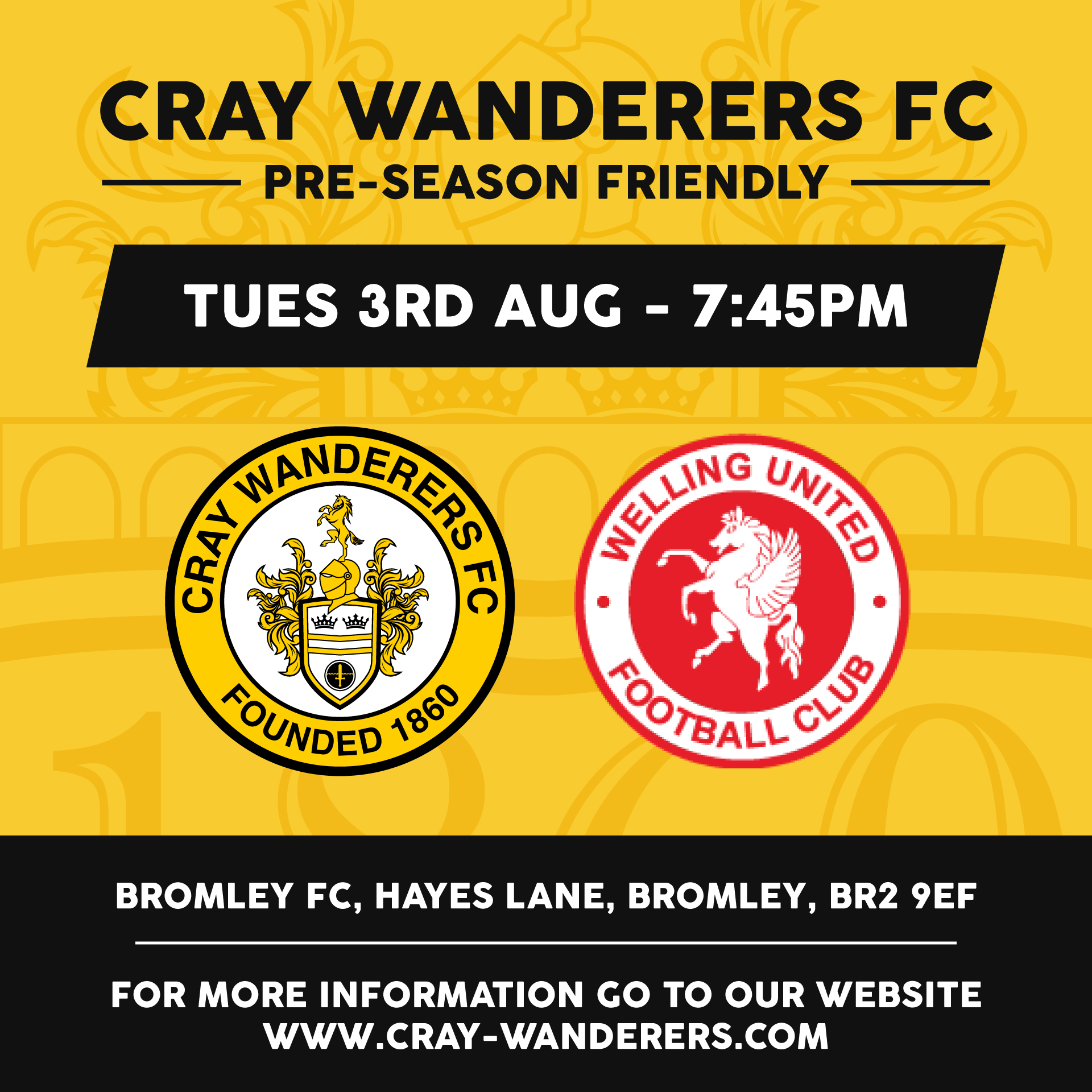 Cray Wanderers vs Welling United: PSF: 3/8/21, 7.45pm. Match Preview - Cray Wanderers FC