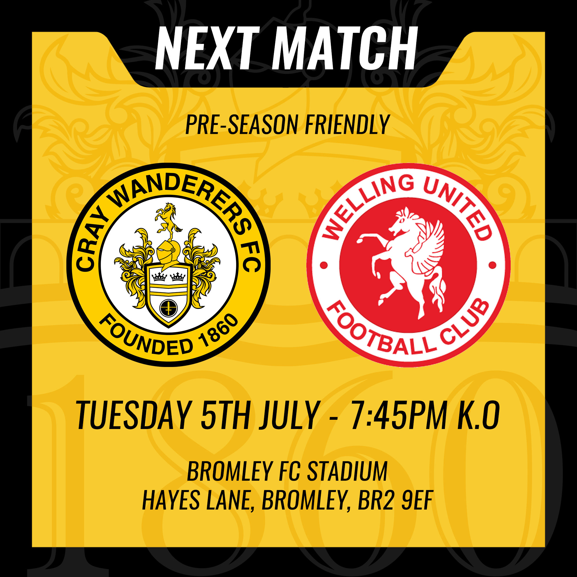 Cray Wanderers vs Welling United - Pre-Season Friendly, Tues 5th July, 7.45pm - Match Preview ...