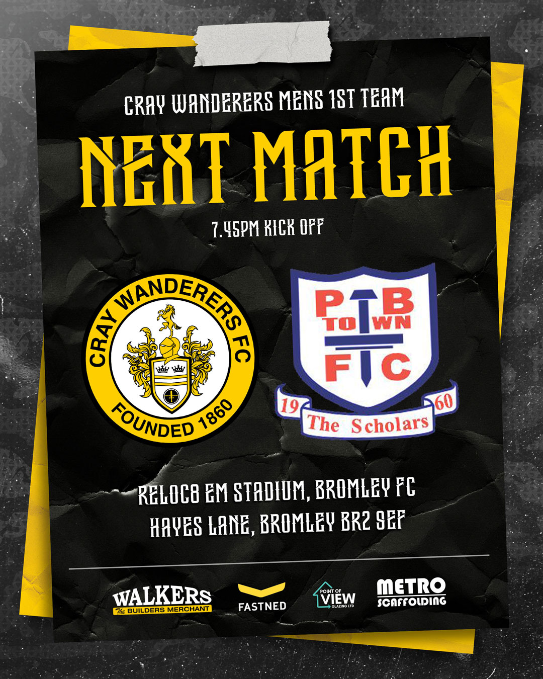 Cray Wanderers vs Potters Bar Town - Isthmian Premier - Wednesday 13th March, 7.45 pm - Match ...