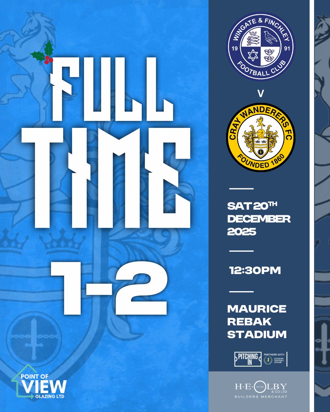 Wingate & Finchley 1 Cray Wanderers 2 - Isthmian Premier - Saturday ...