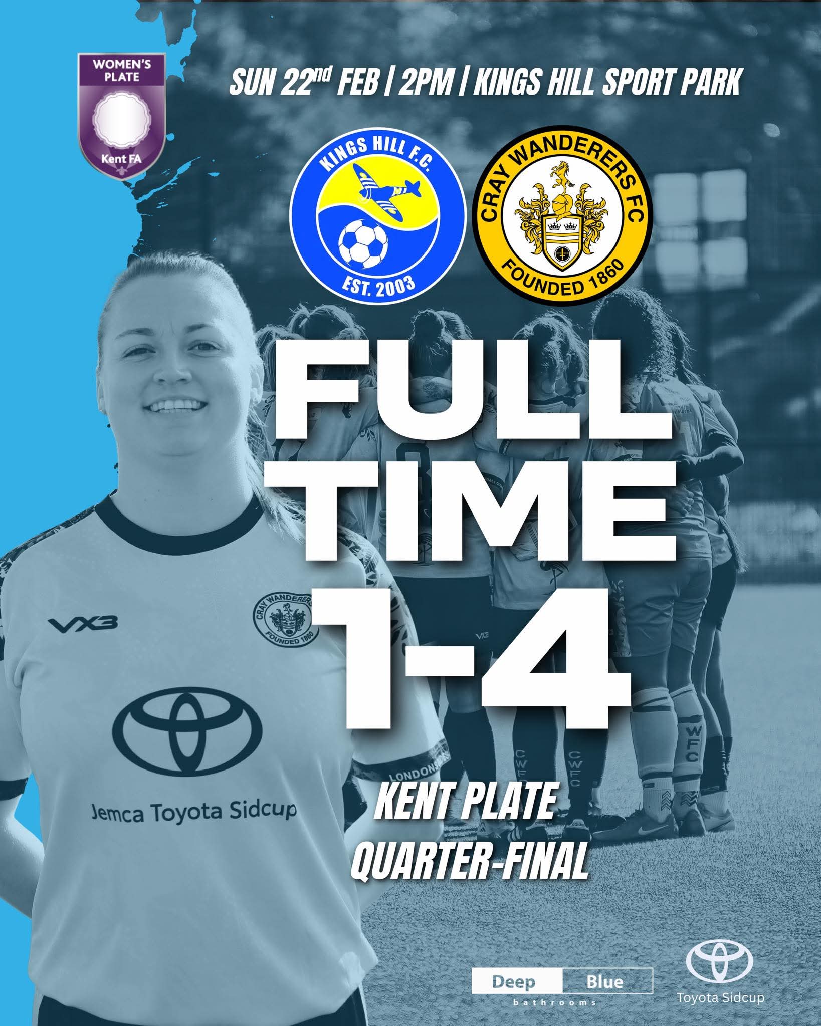 Kings Hill Women 1 Cray Wanderers Women 4 - Kent FA Plate Quarter Final ...