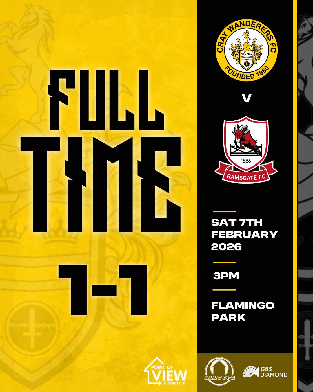 Cray Wanderers 1 Ramsgate 1 - Isthmian Premier - Saturday 7th February ...